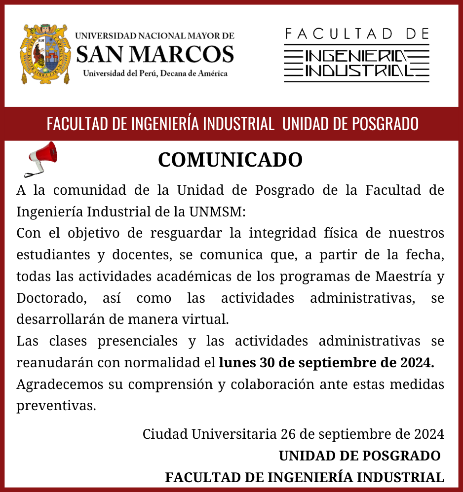 Unidad de Posgrado – FII – UNMSM
